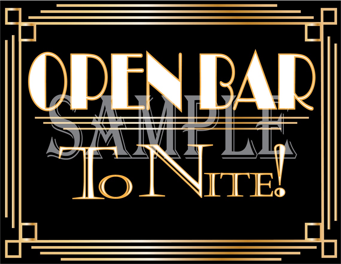 OPEN BAR Tonite Sign Printable Roaring 20s Prohibition Art - Etsy