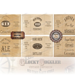 24 Mini Bootlegger Bottle Labels Printable ~ Booze Prohibition ...