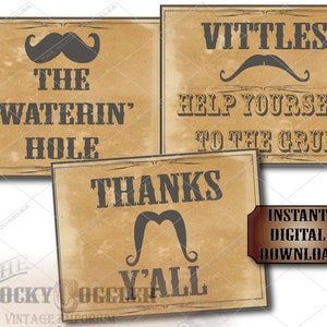 22 Piece Wild West Printable Party Pack ~ WANTED Poster & Sign, Vittles ...