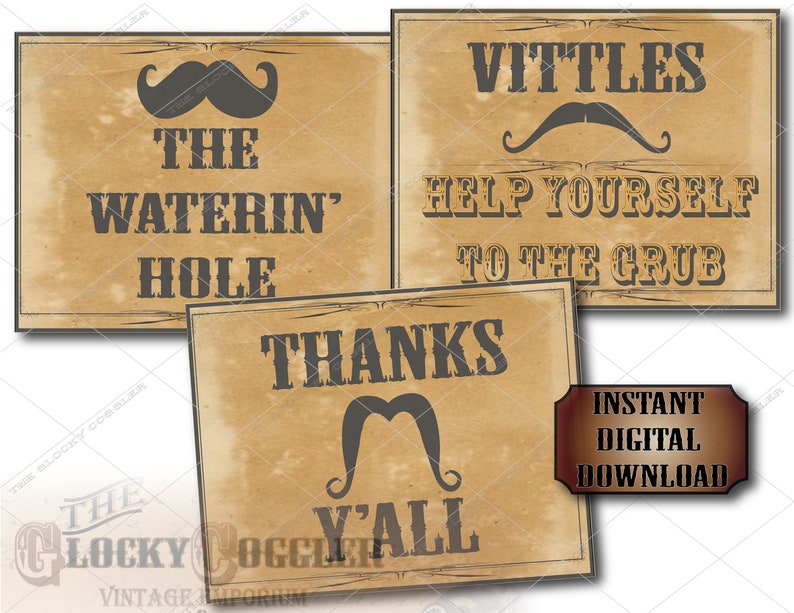 22 Piece Wild West Printable Party Pack ~ WANTED Poster & Sign, Vittles ...