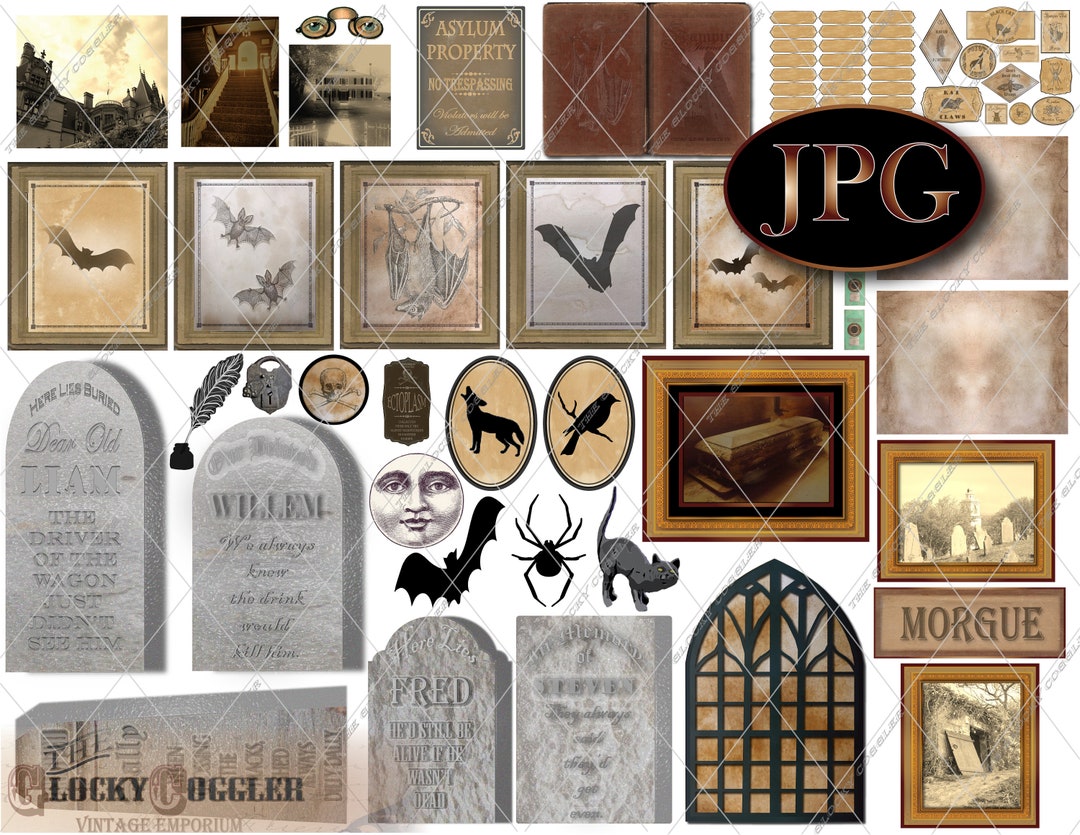 Halloween Dollhouse 1:12 Scale Printable 11x8.5" JPG ~ Haunted ...