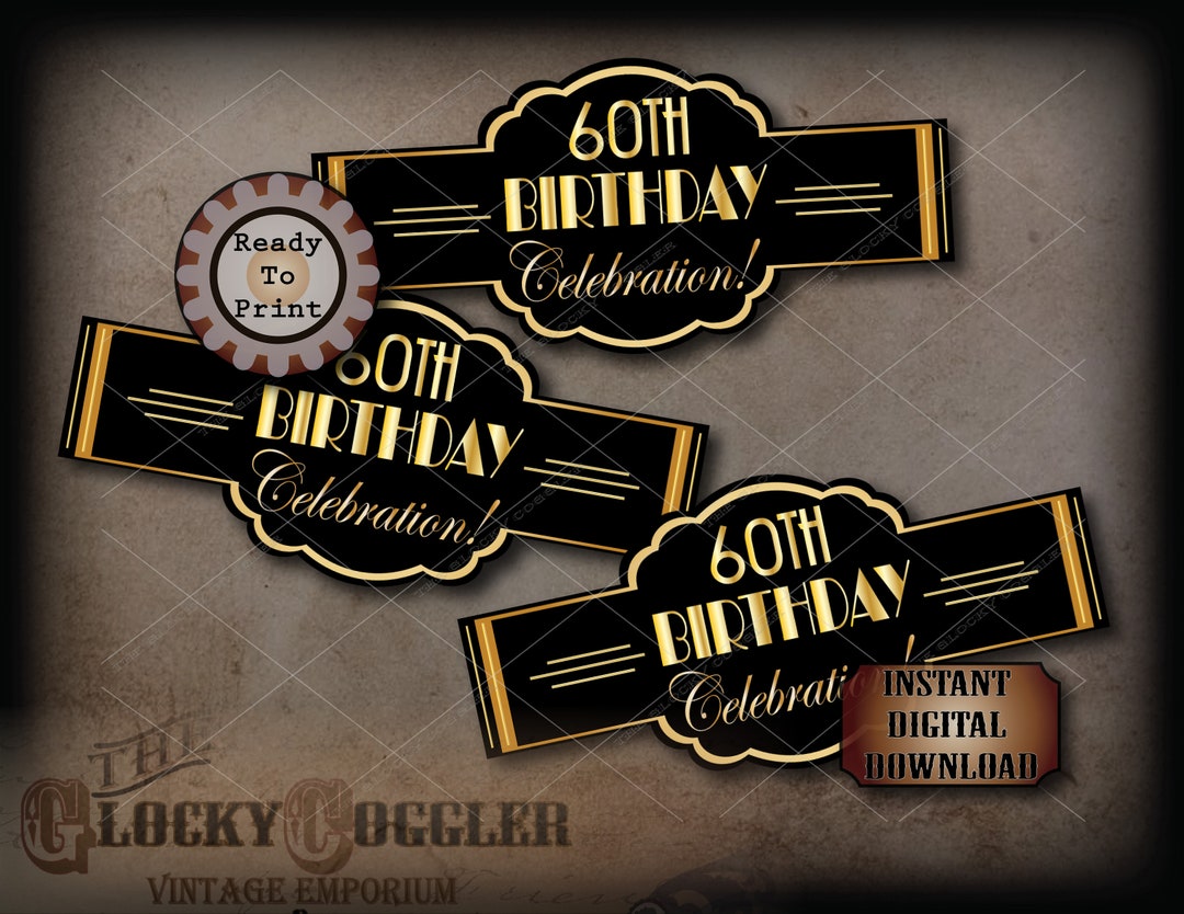 60th Birthday Cigar Labels Printable JPG File Digital Download ~ Art ...
