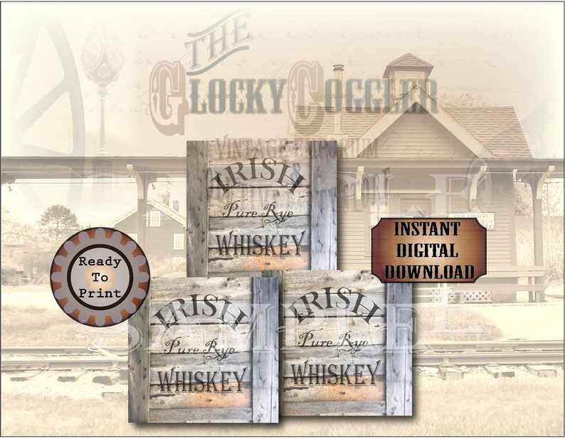 Weathered Crate Label IRISH WHISKEY 12x12 PDF 1 Pirate | Etsy