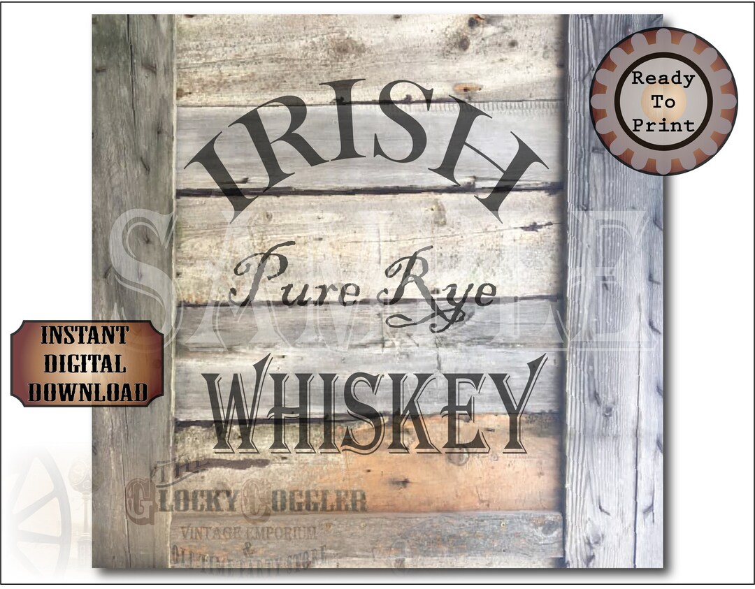 Weathered Crate Label IRISH WHISKEY 12x12 PDF 1 Pirate Bootlegger ...