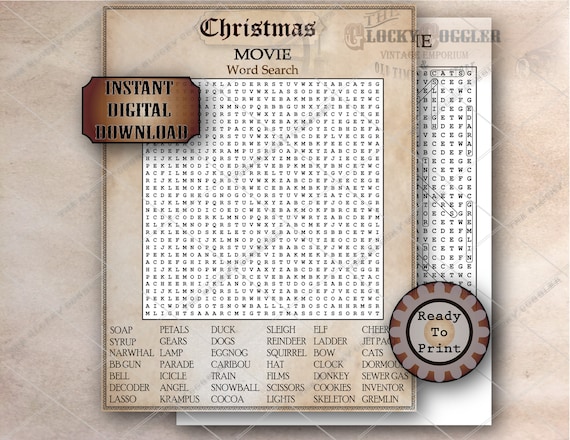 Christmas Movie WORD SEARCH Printable JPG Family Night Social | Etsy