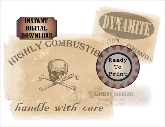 TNT Mine ESCAPE ROOM Explosives Crate Labels ~ Printable pdf Files Gold ...