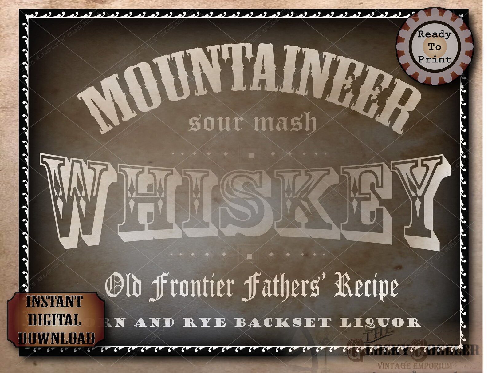 5 Whiskey Crate Labels Printable Set JPG Files ~ Pre-prohibition Civil ...