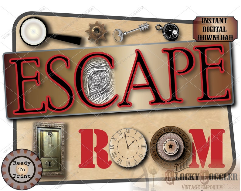 ESCAPE ROOM Party Food Printable Set 4 JPG Aged Paper | Etsy