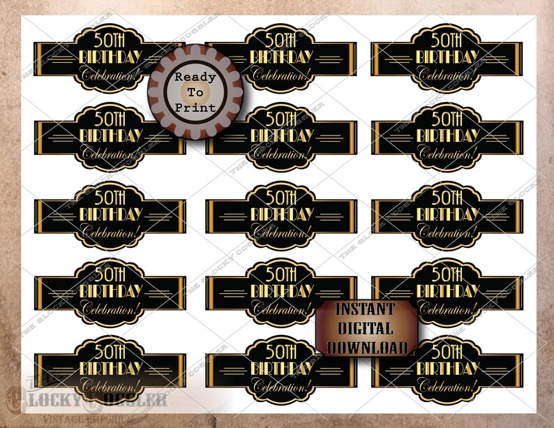 50th Birthday Cigar Labels Printable JPG File Digital Download | Etsy
