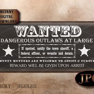 22 Piece Wild West Printable Party Pack ~ WANTED Poster & Sign, Vittles ...