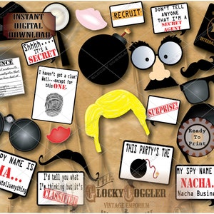 MURDER MYSTERY Detective Photo Booth Props 1 ZIP File Cast | Etsy