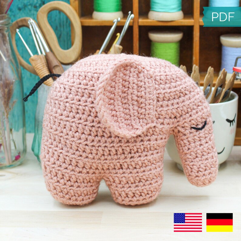 Crochet Tutorial: Amigurumi Elephant (PDF, GER/US) - Etsy