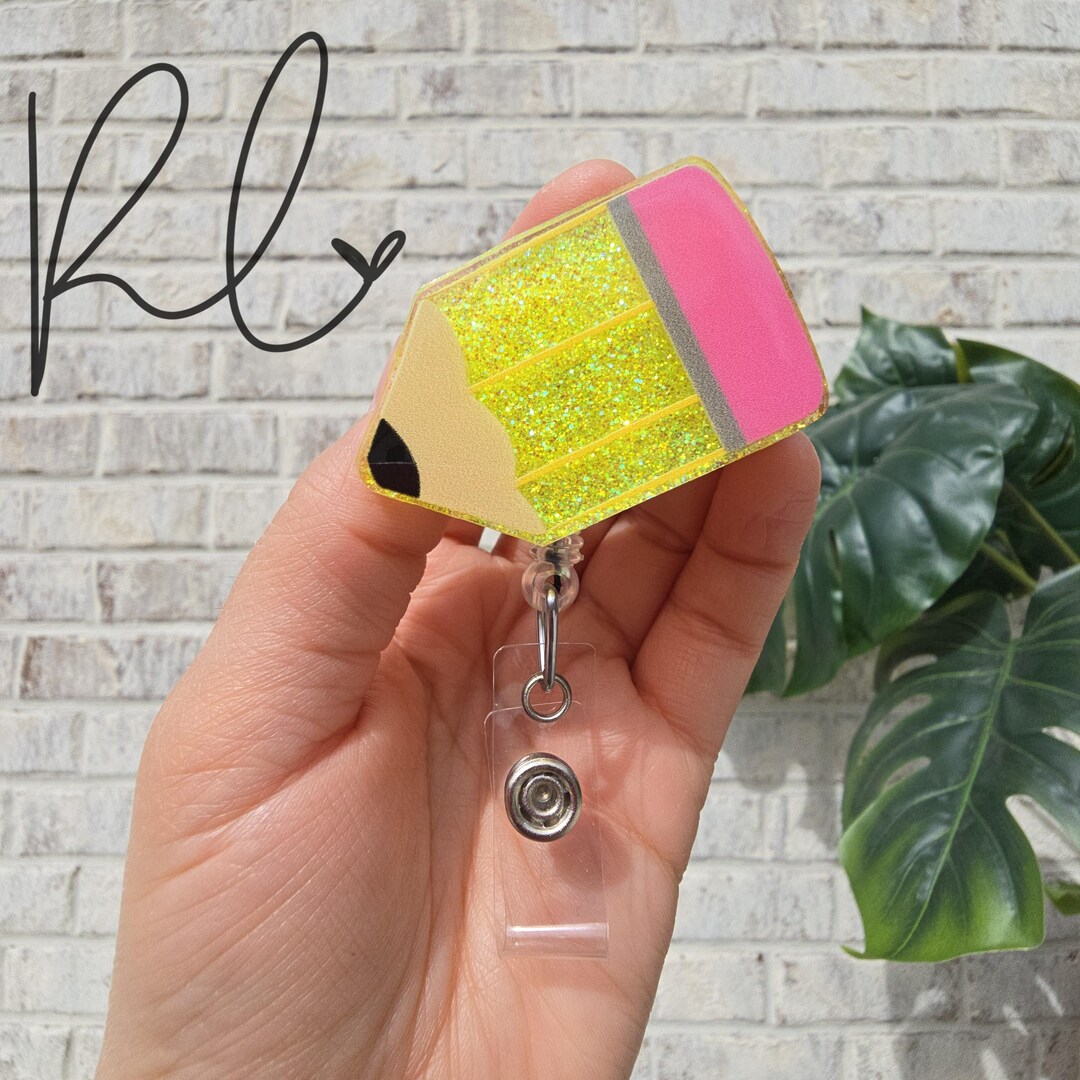 Glitter Badge Reel | Pencil Lanyard | Key Ring | ID Holder | Teacher ...