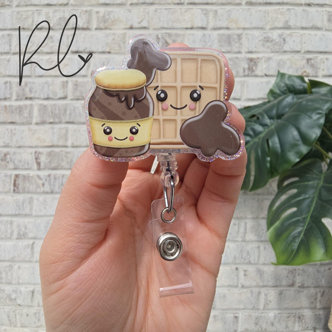 Glitter Badge Reel | Hazelnut Waffle Lanyard | Key Ring | ID Holder ...