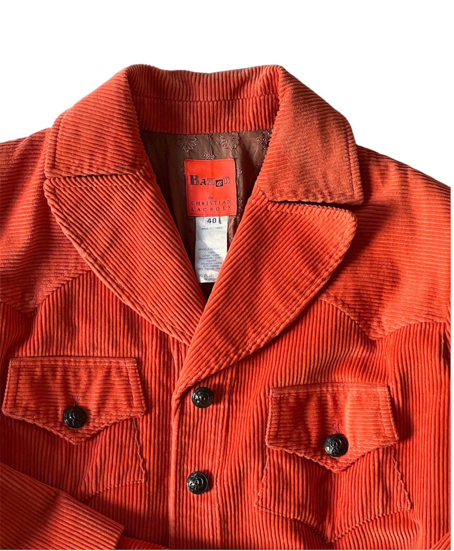 90s Christian Lacroix Corduroy Blazer, Carrot Red Velvet Jacket, French Designer Blazer, Lacroix ...