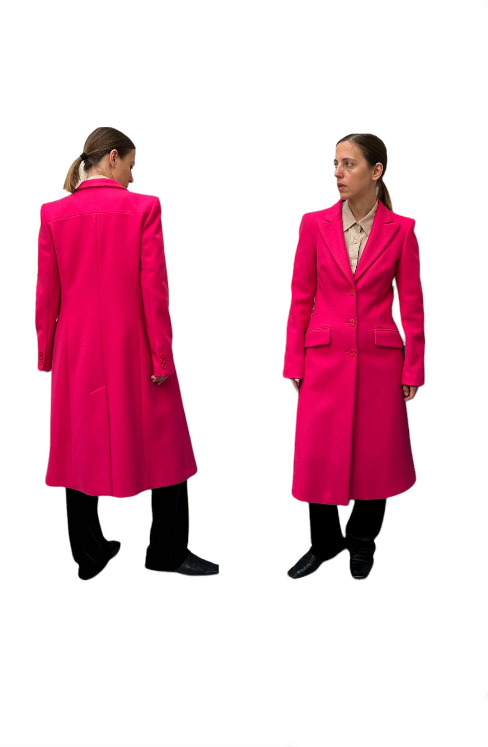 Y2K Moschino Pink Wool Coat, Fuchsia Moschino Jeans Coat, Designer Coat ...