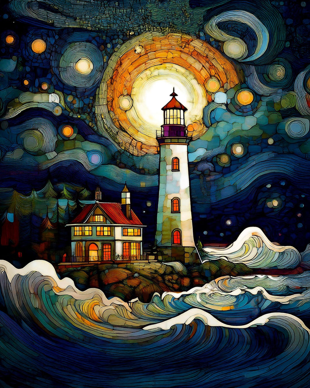 Stained Glass Lighthouse - Etsy