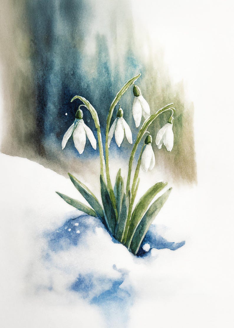 Watercolor Snowdrops - Etsy UK