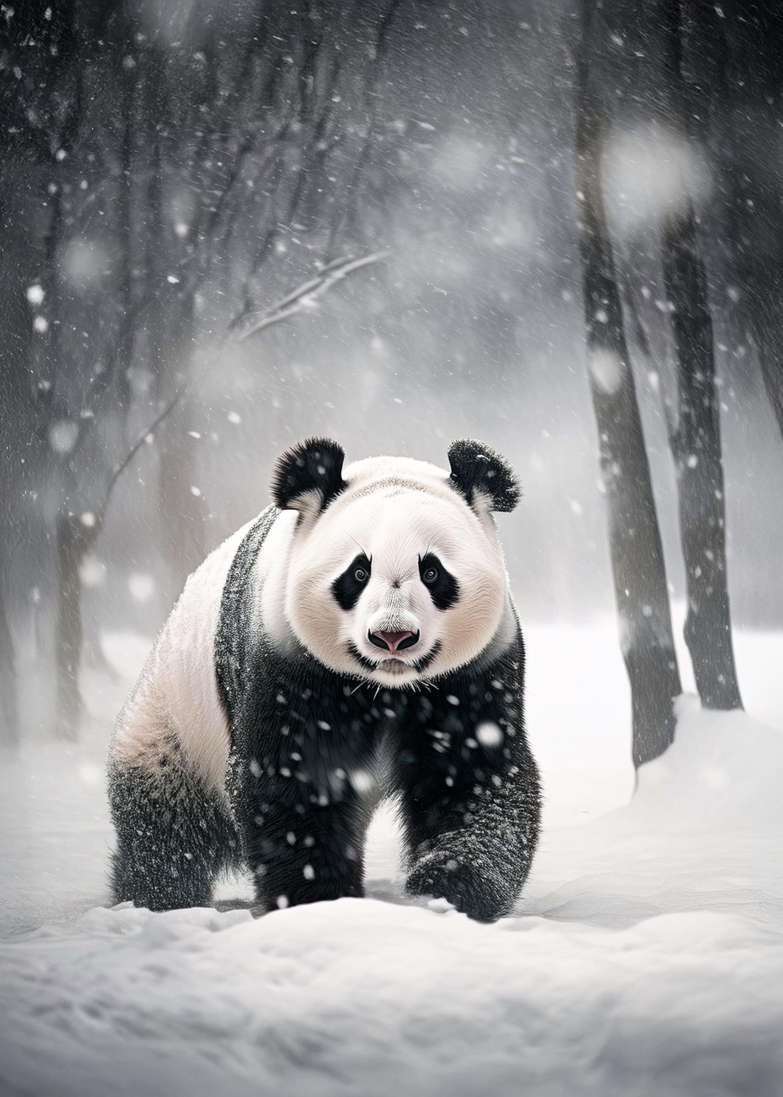 Panda in Snow - Etsy