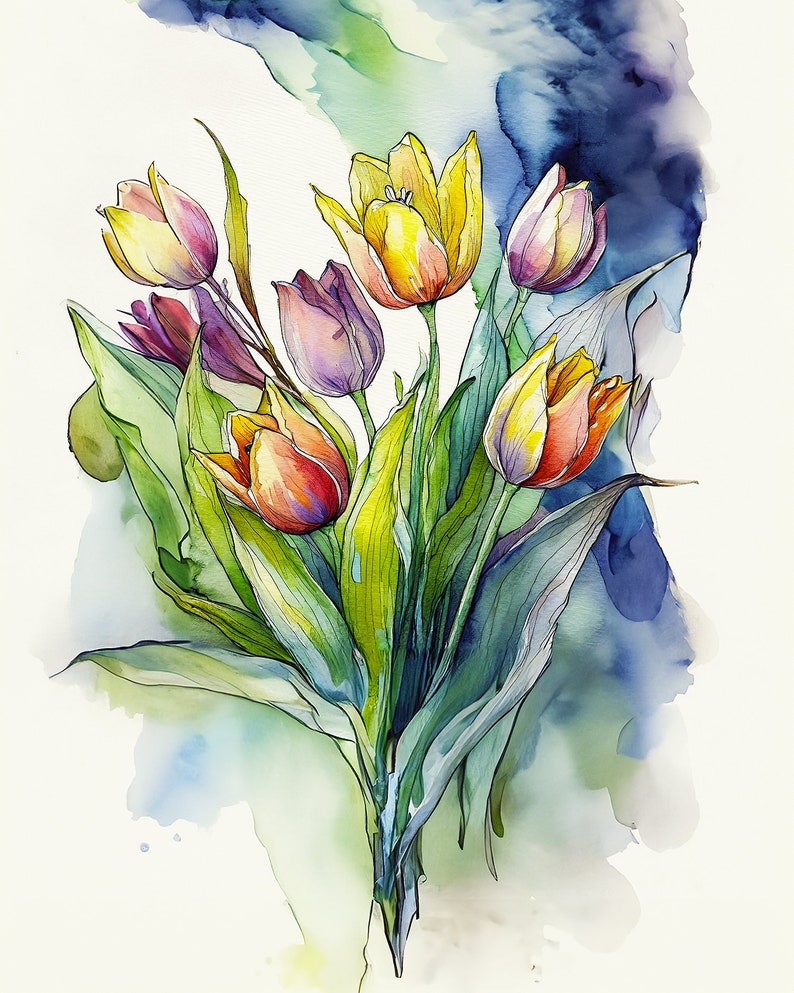 Beautiful Watercolor Tulips - Etsy