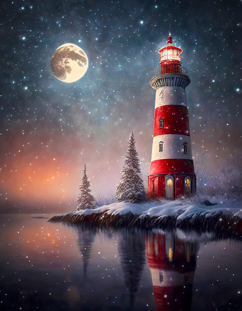 Pastel Christmas Lighthouse - Etsy