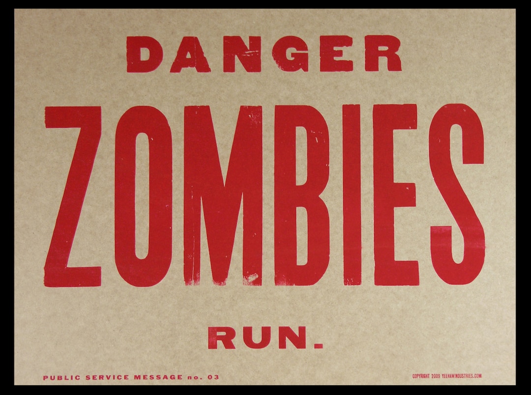 ZOMBIES Public Service Message Hand Printed Letterpress Poster - Etsy