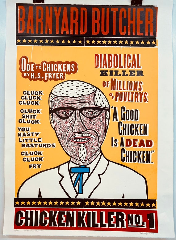 Barnyard Butcher 1-sheet Woodblock Print - Etsy