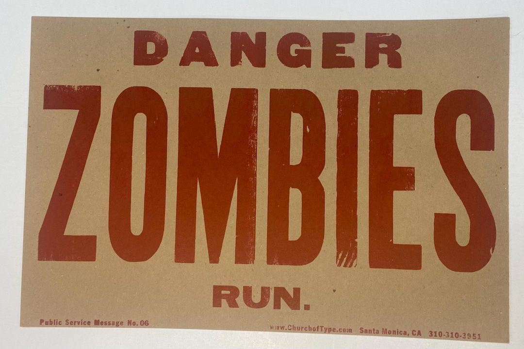 ZOMBIES Public Service Message Hand Printed Letterpress Poster - Etsy