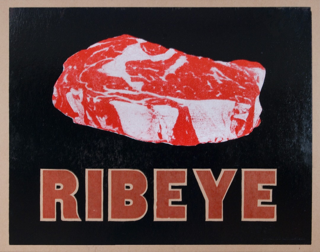 RIBEYE- the Meat Series Hand Printed Letterpress Poster - Etsy