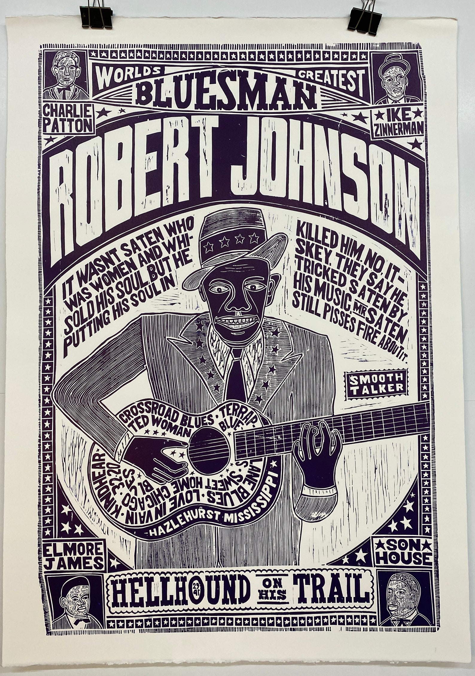 Original 1-sheet Robert Johnson Woodblock Print on Arches Fine - Etsy