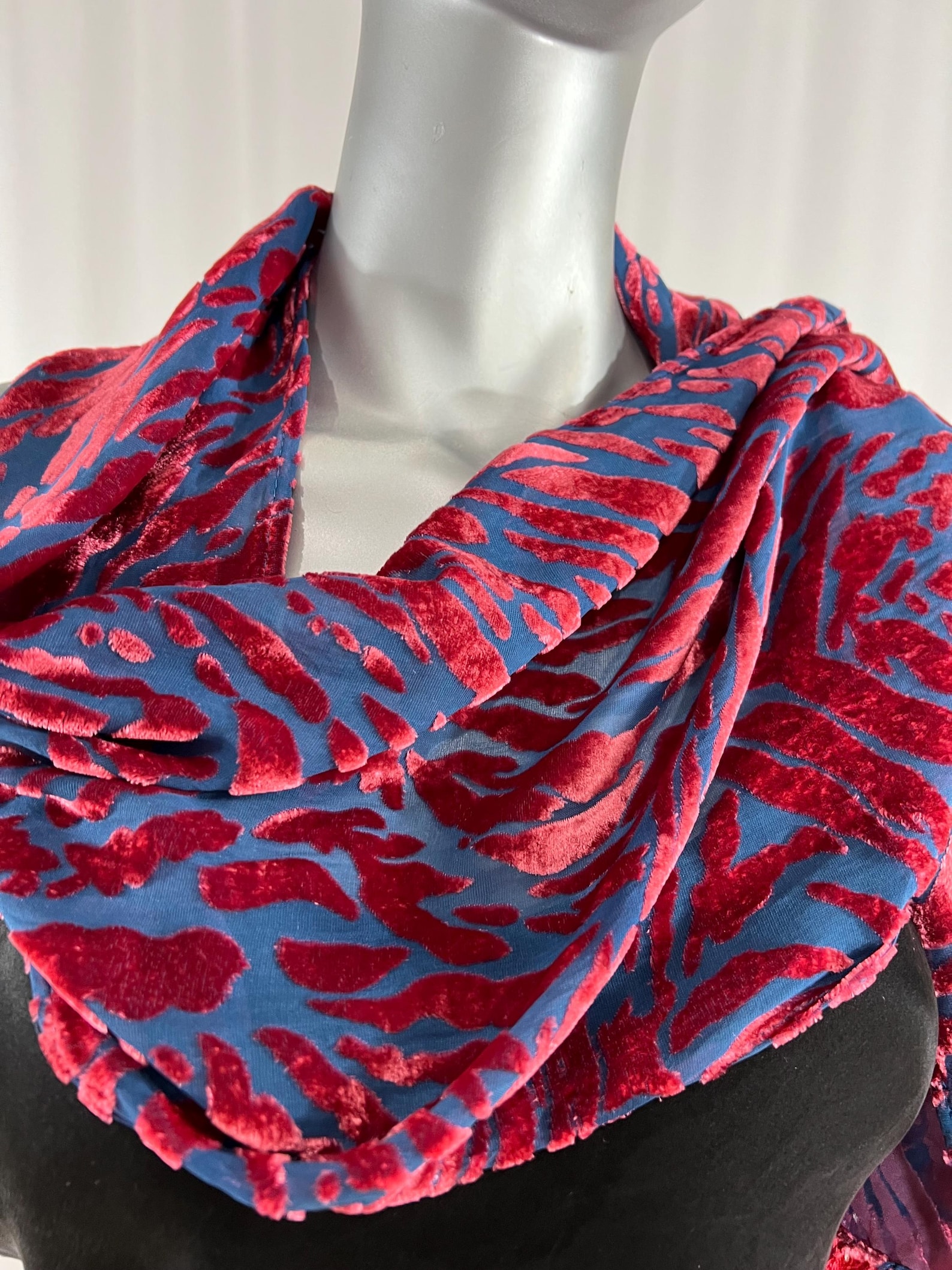 Silk Velvet Scarf, Devore, Diamond Pattern, Black, Orange - Etsy