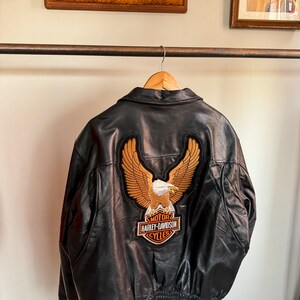 Vintage Leather Jacket With Harley Davidson Eagle Patch - Etsy