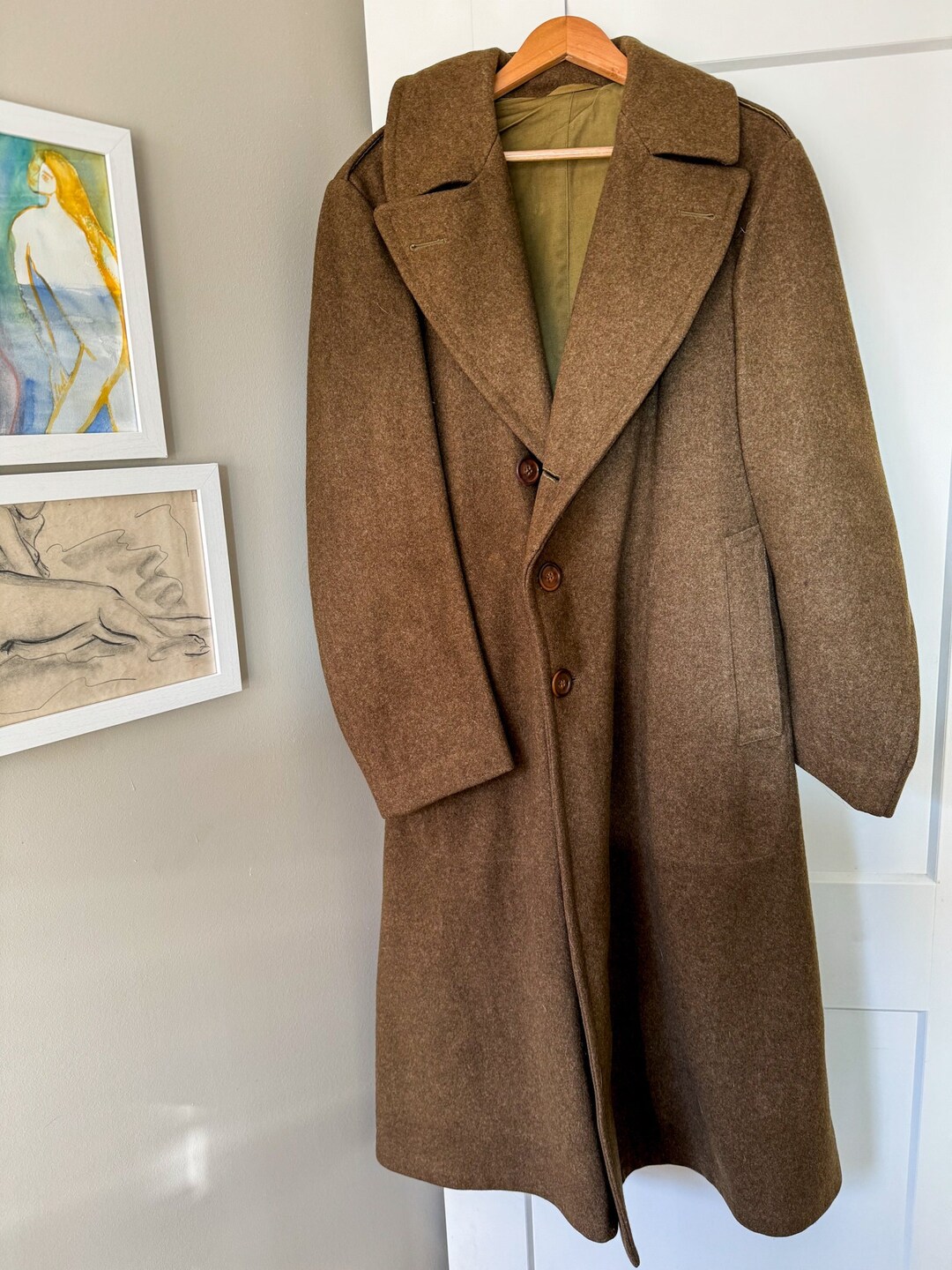 Vintage Military Green Wool Overcoat - Etsy