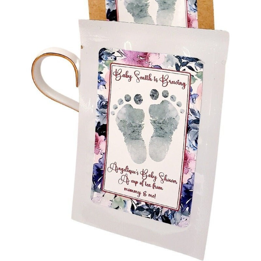 Green Baby Feet Personalized Baby Shower Tea Party Favor, Colorful ...
