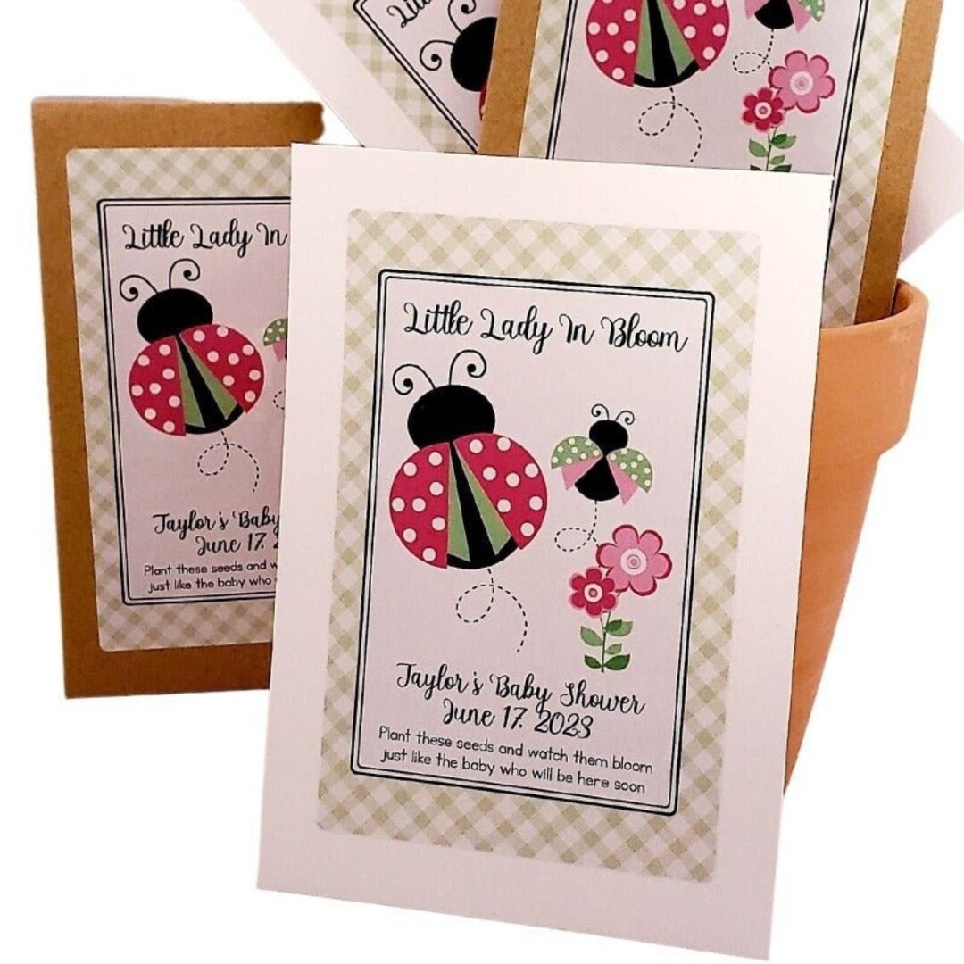 Ladybug Personalized Seed Packet Party Favor, Custom Baby Shower Favor ...