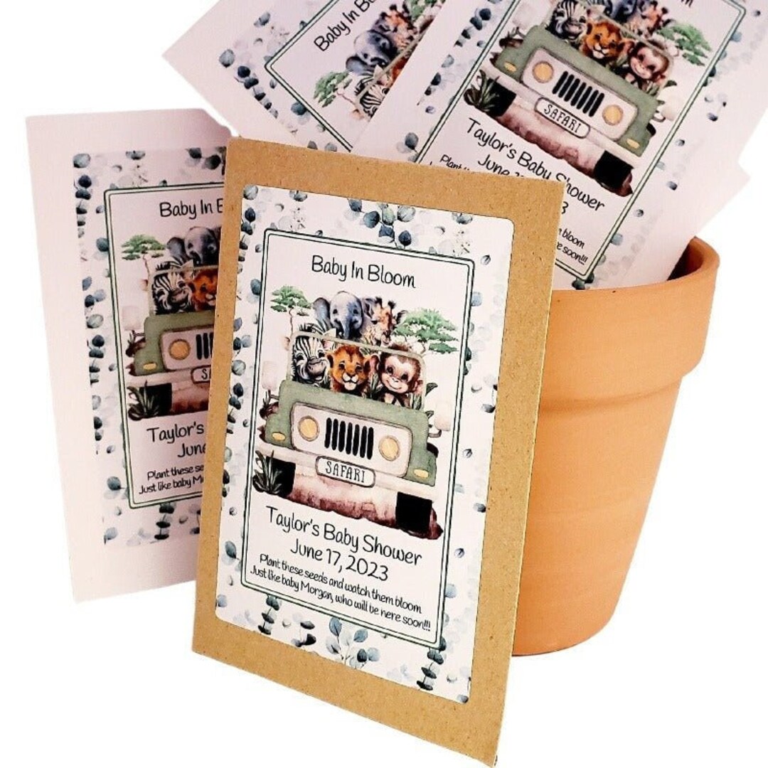 Cute Jungle Safari Animal Personalized Seed Packet Party Favors, Custom ...