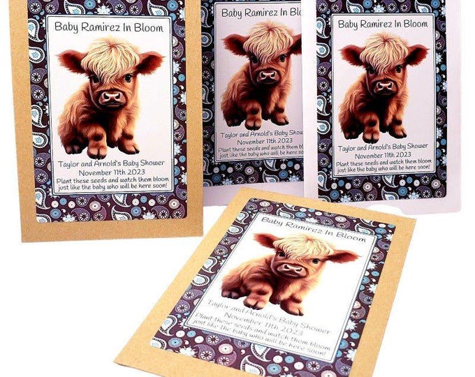 Highland Cow Baby Shower Personalized Seed Packet Party Favors - Etsy