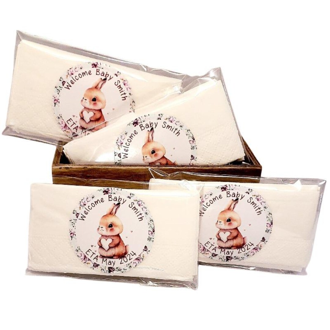 Bunny Rabbit Tissue Packets, Personalized Birthday Party or Baby Shower ...