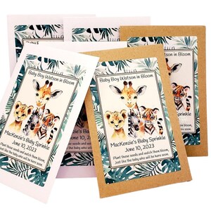 Jungle Animal Safari Personalized Seed Packet Party Favor, Custom Baby ...