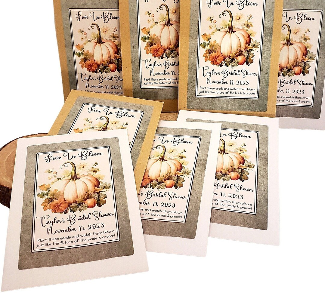 Rustic Fall Pumpkin Design Personalized Seed Packet Party Favor, Baby ...