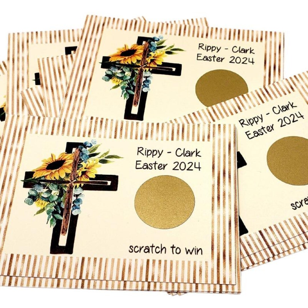 Sunflower Design Wooden Cross Scratch off Game Cards, Bridal Shower ...