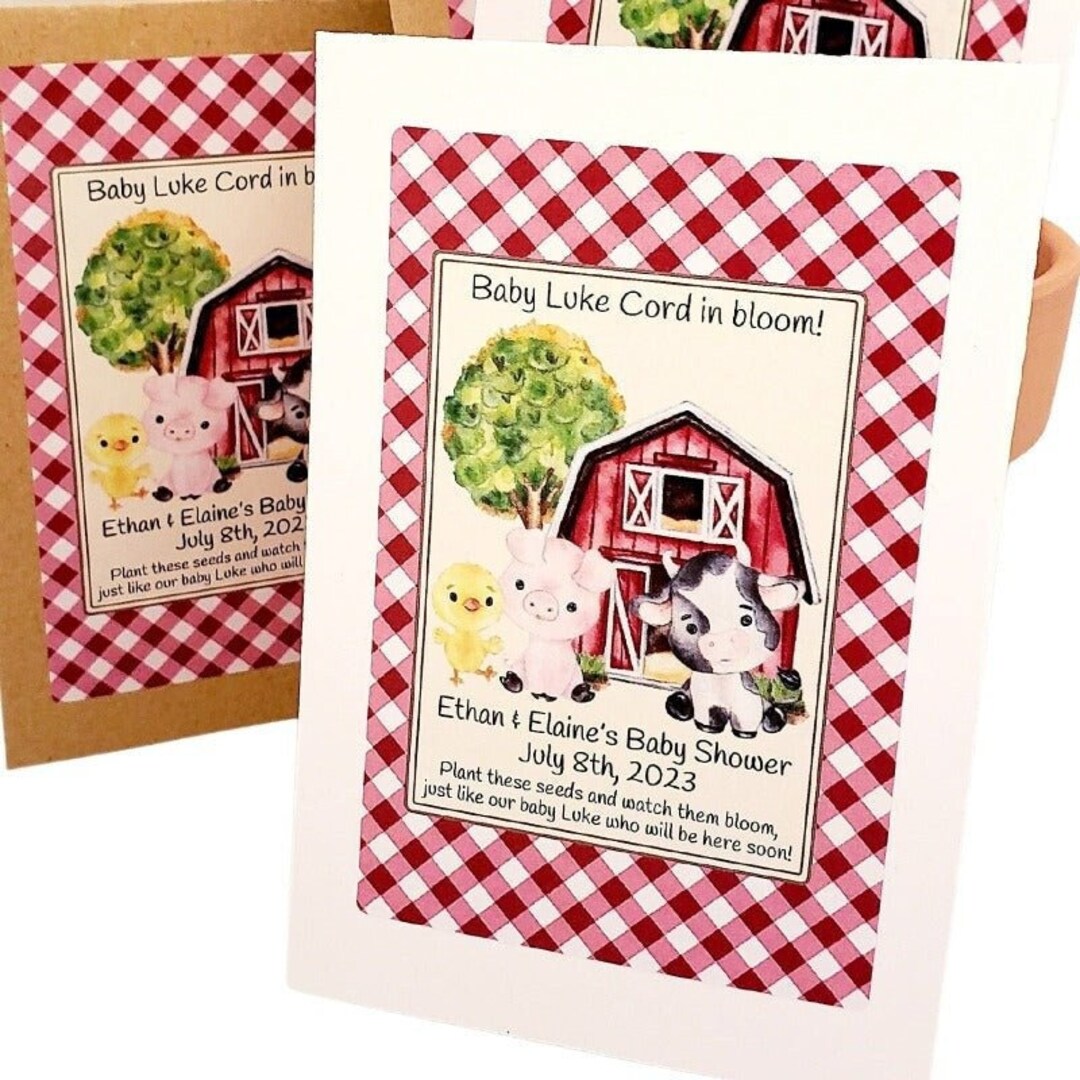 Cute Farm Animals Personalized Seed Packet Party Favor, Custom Baby ...