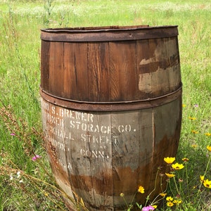 Large Antique Barrel, Wood Barrel, General Store Barrel, Storage Barrel ...