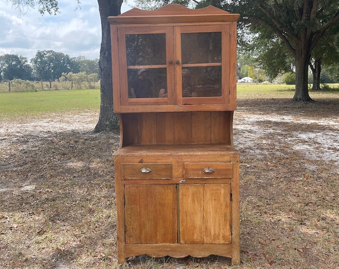 Vintage China Hutch, Kitchen Cabinet, Dining Room Furniture, Wood ...