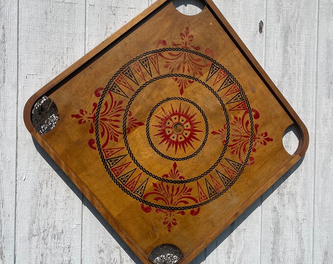 Antique Game Board, Checkers, Carroms Game Board, Wood Game, Folk Art ...