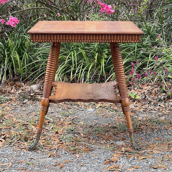 Tiger Oak Claw Foot Table - Etsy