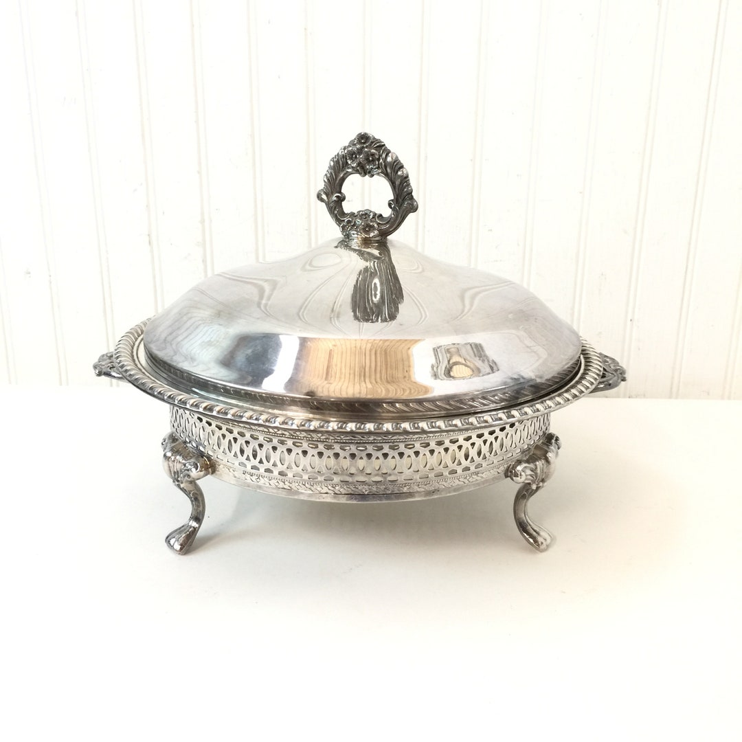 Vintage Silverplate Serving Bowl, Serving Dish, Shabby Chic Decor ...