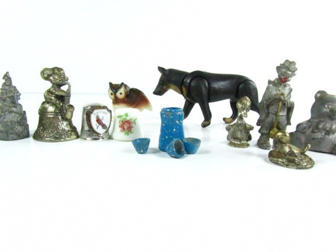 Miniature Collection ,thimble ,toy,toy Dog,vintage ,pewter Animals ...