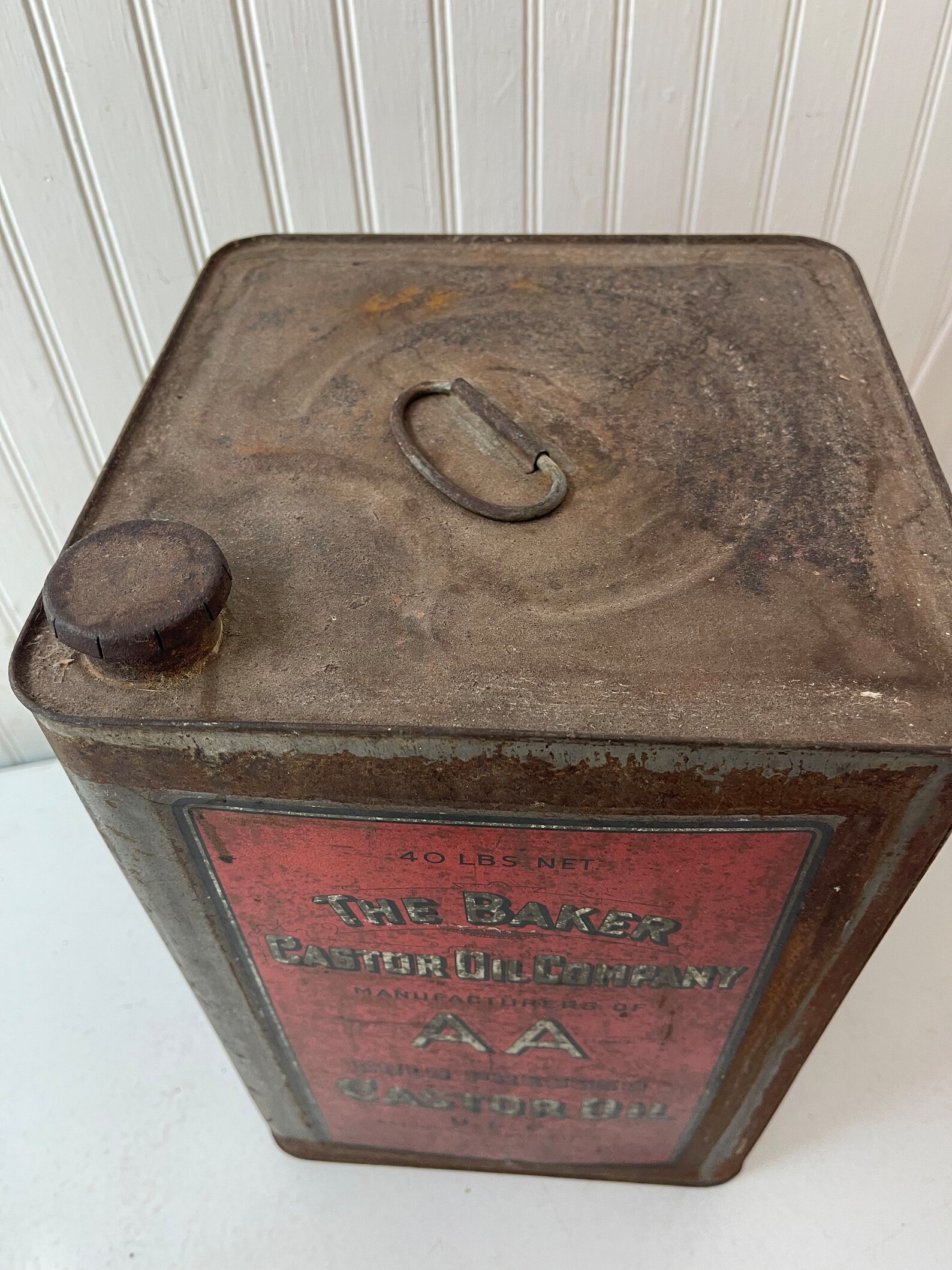 Antique Castor Oil Can, Vintage Advertising, Large Can, Metal Container ...