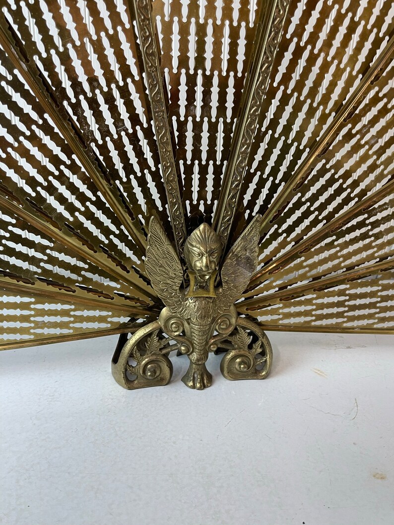 Vintage Brass Fireplace Screen, Shabby Chic Décor, Ornate Metal ...